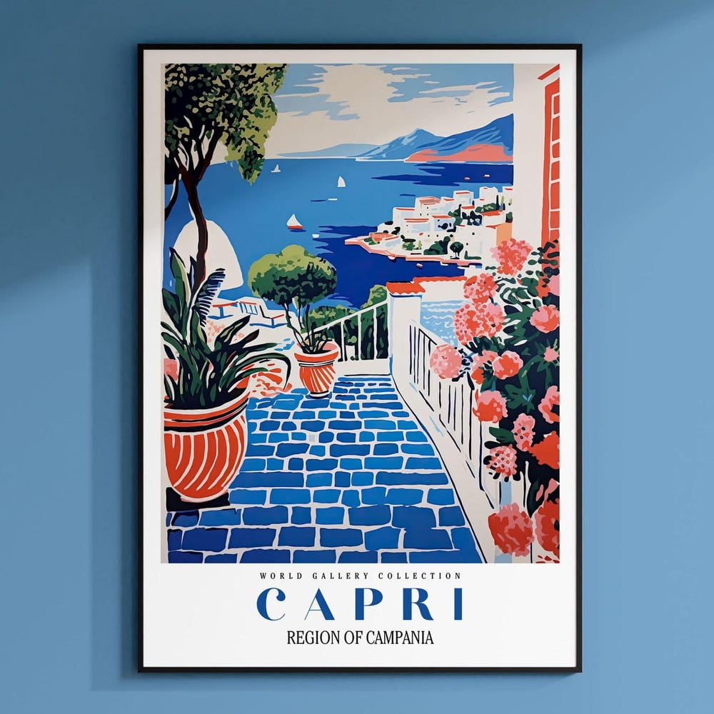 Capri Italy Wall Art, Italy Travel Poster, Blue Capri Beach Print ...