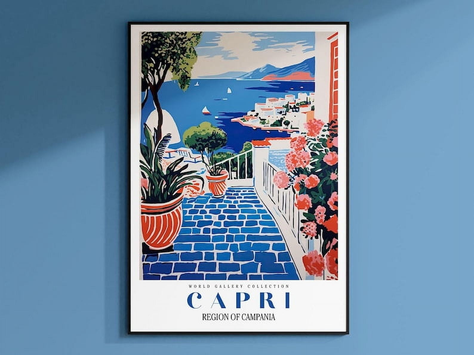 Capri Italy Wall Art, Italy Travel Poster, Blue Capri Beach Print ...