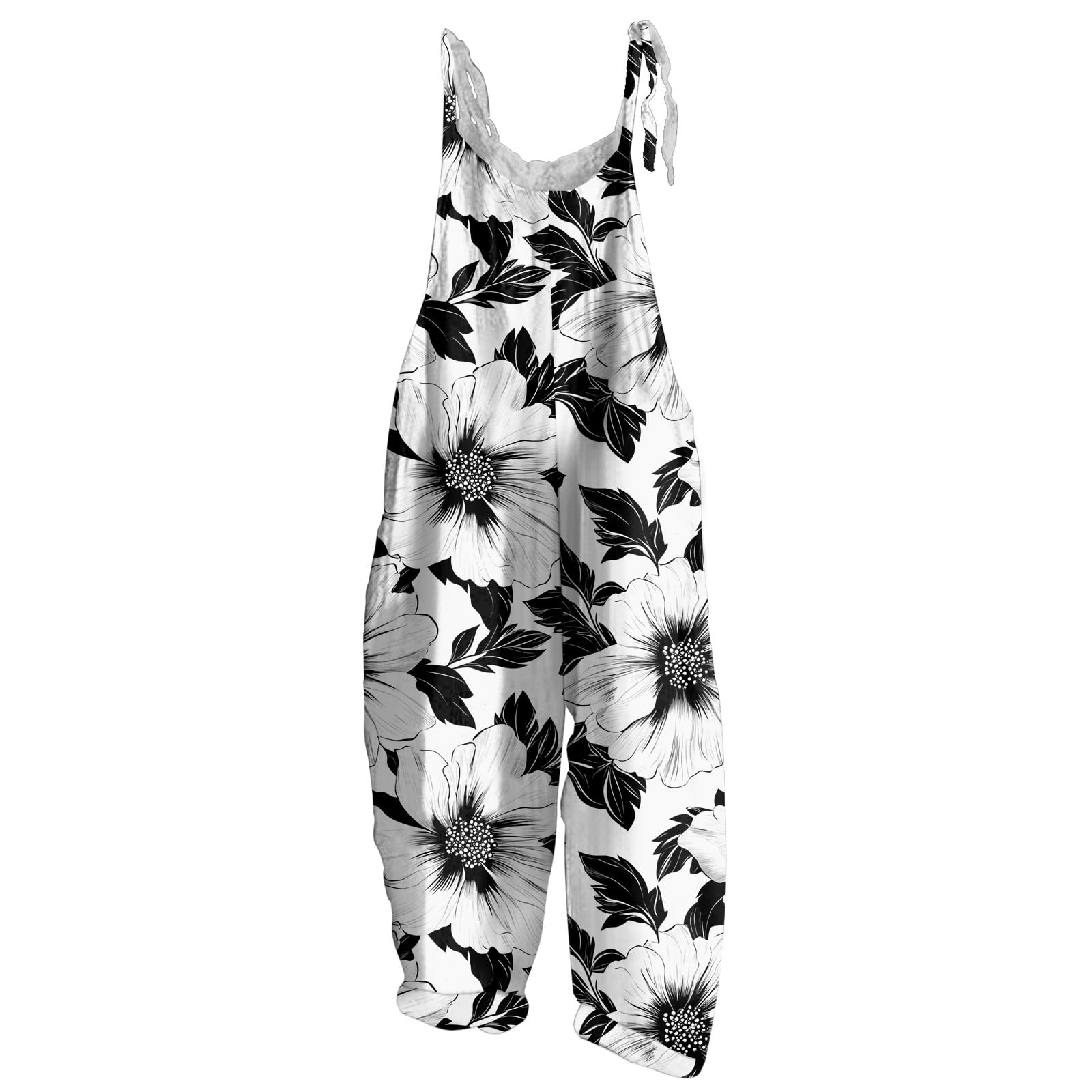 Capri Jumpsuits for Women Boho Floral Overalls Loose Fit Rompers ...