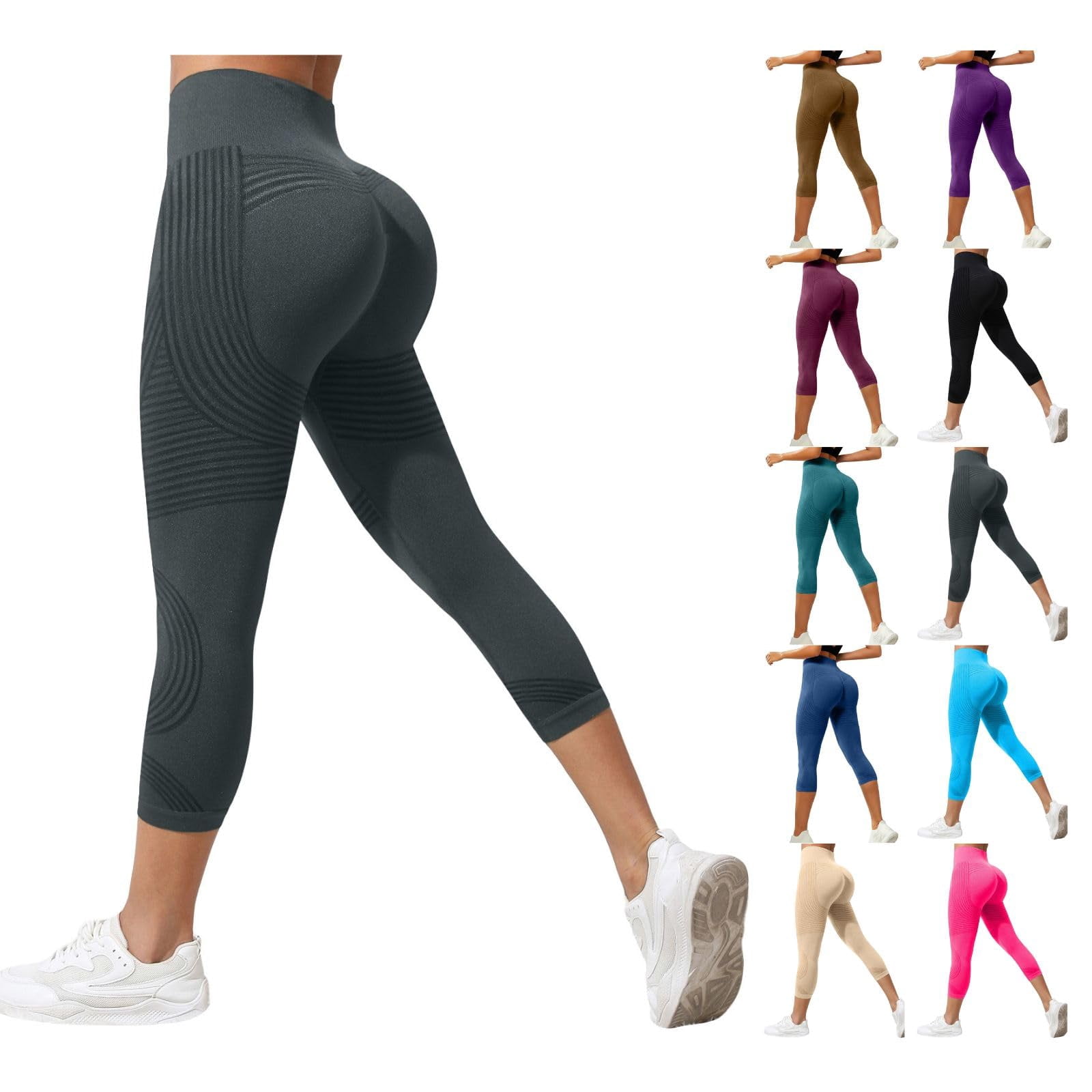 Capri Leggings Anti Cellulite 3D Resistance Band Leggings for Women ...