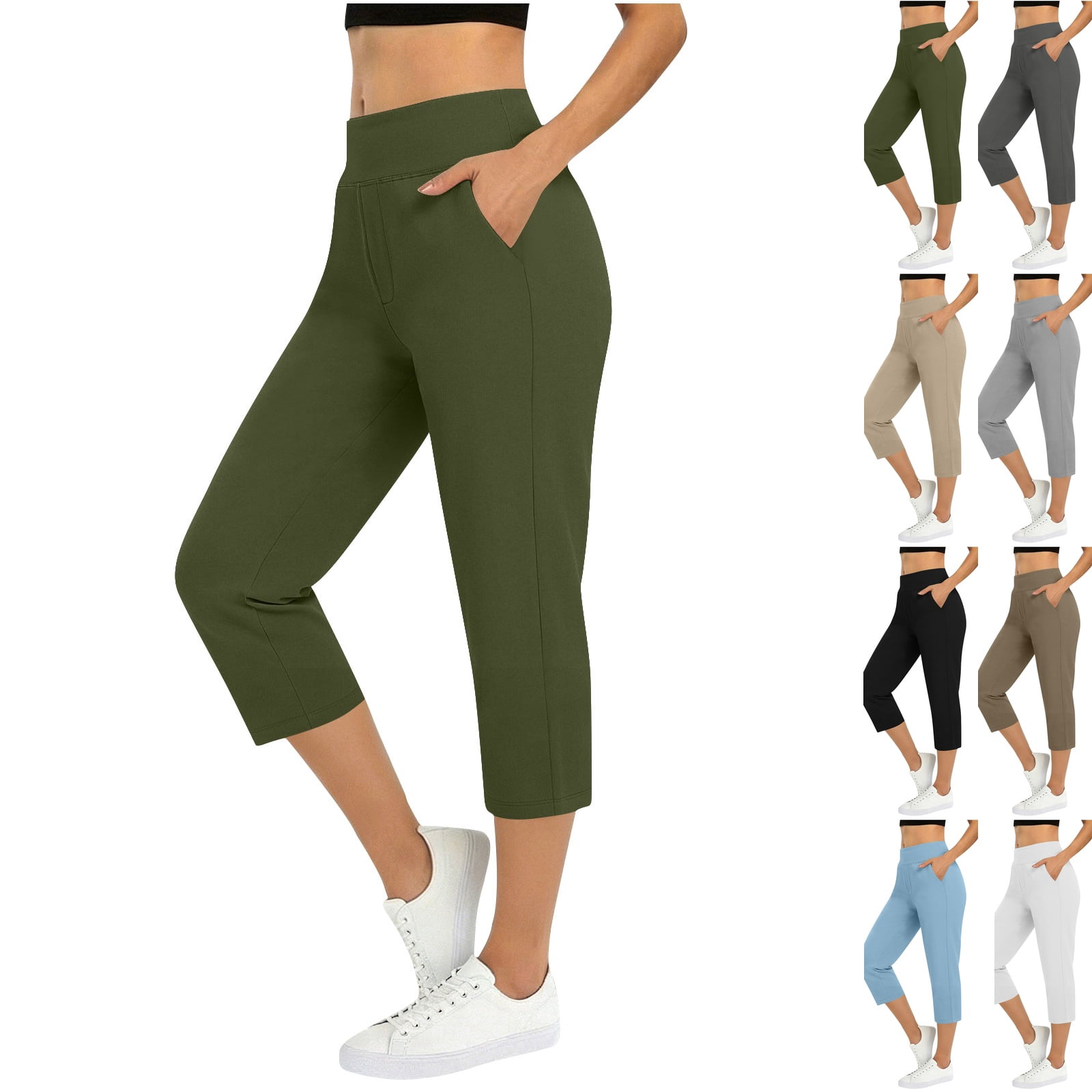Capri Leggings for Women High Waist Tummy Control Capri Leggings Golf ...