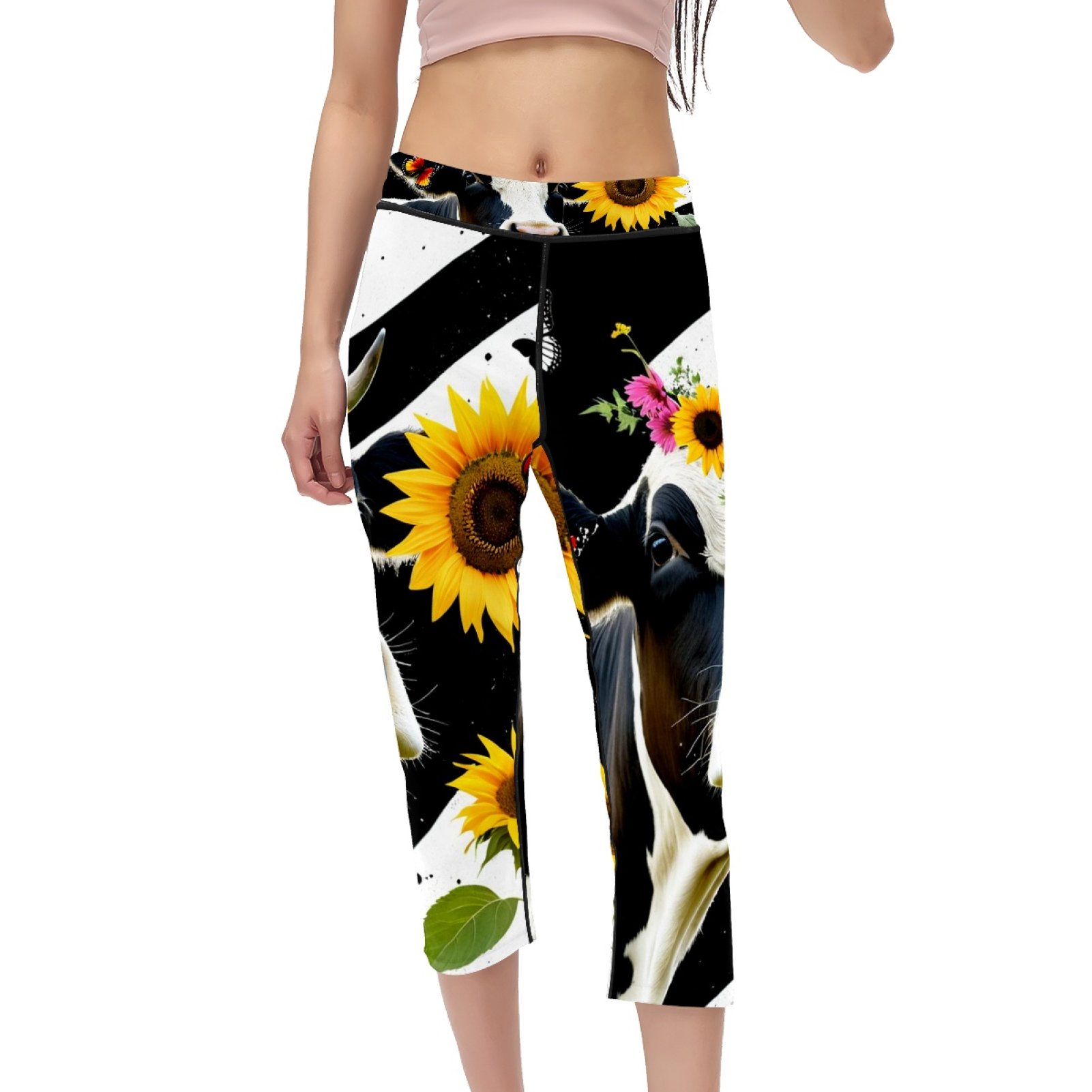 Capri Leggings for Women, Stretchy Tummy Control High Waist Workout ...