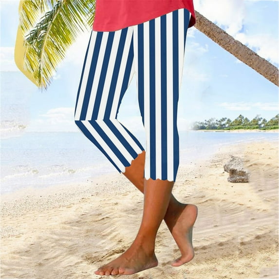 Capri Leggings for Women Summer High Elastic Waist Workout Yoga Pants ...