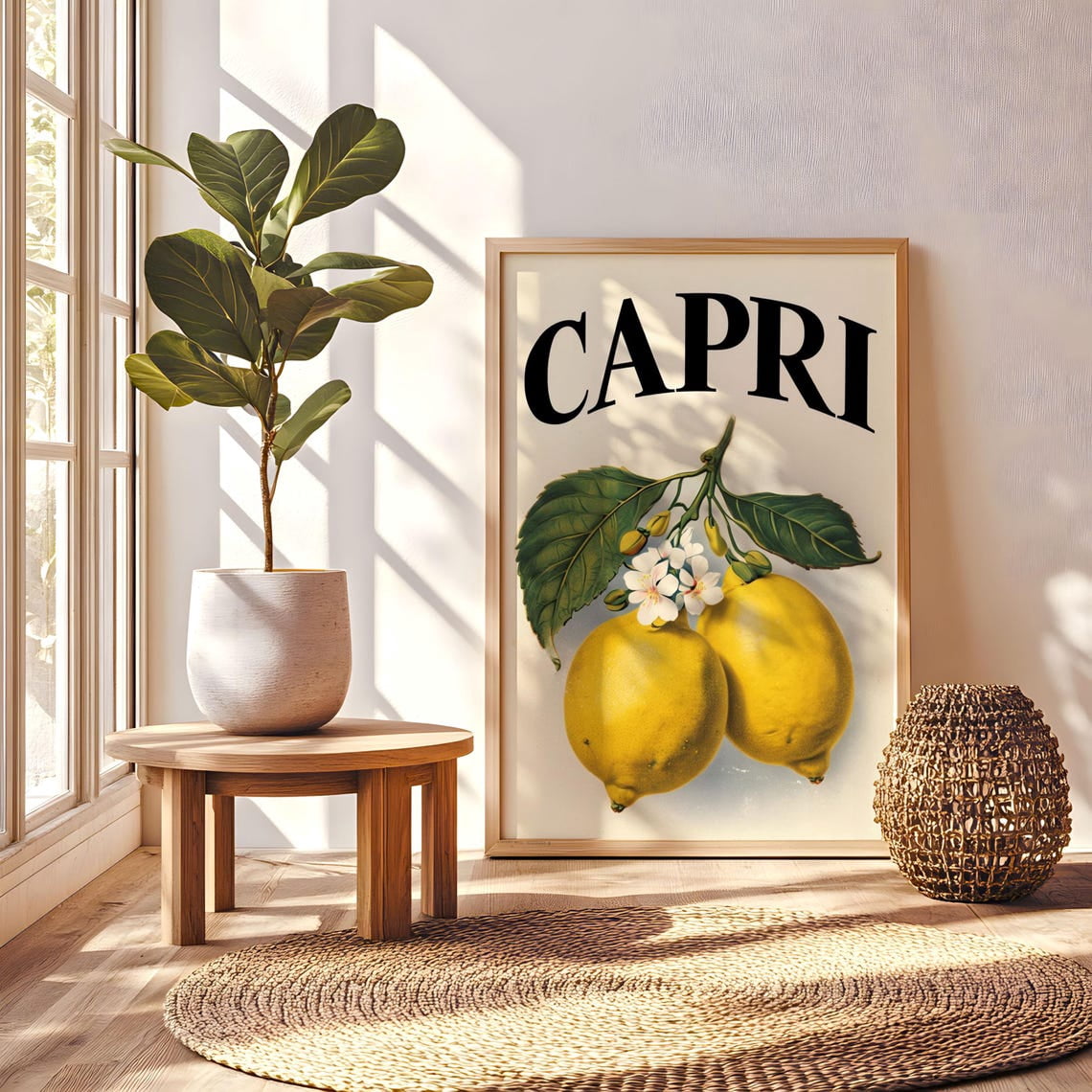 Capri Lemon Italian Luxury Wall Art, Unframed Paper Print Size 24x36 ...