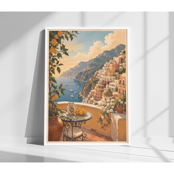 Capri Lemon Terrace Coastal Print, Unframed Paper Poster 16x20in ...