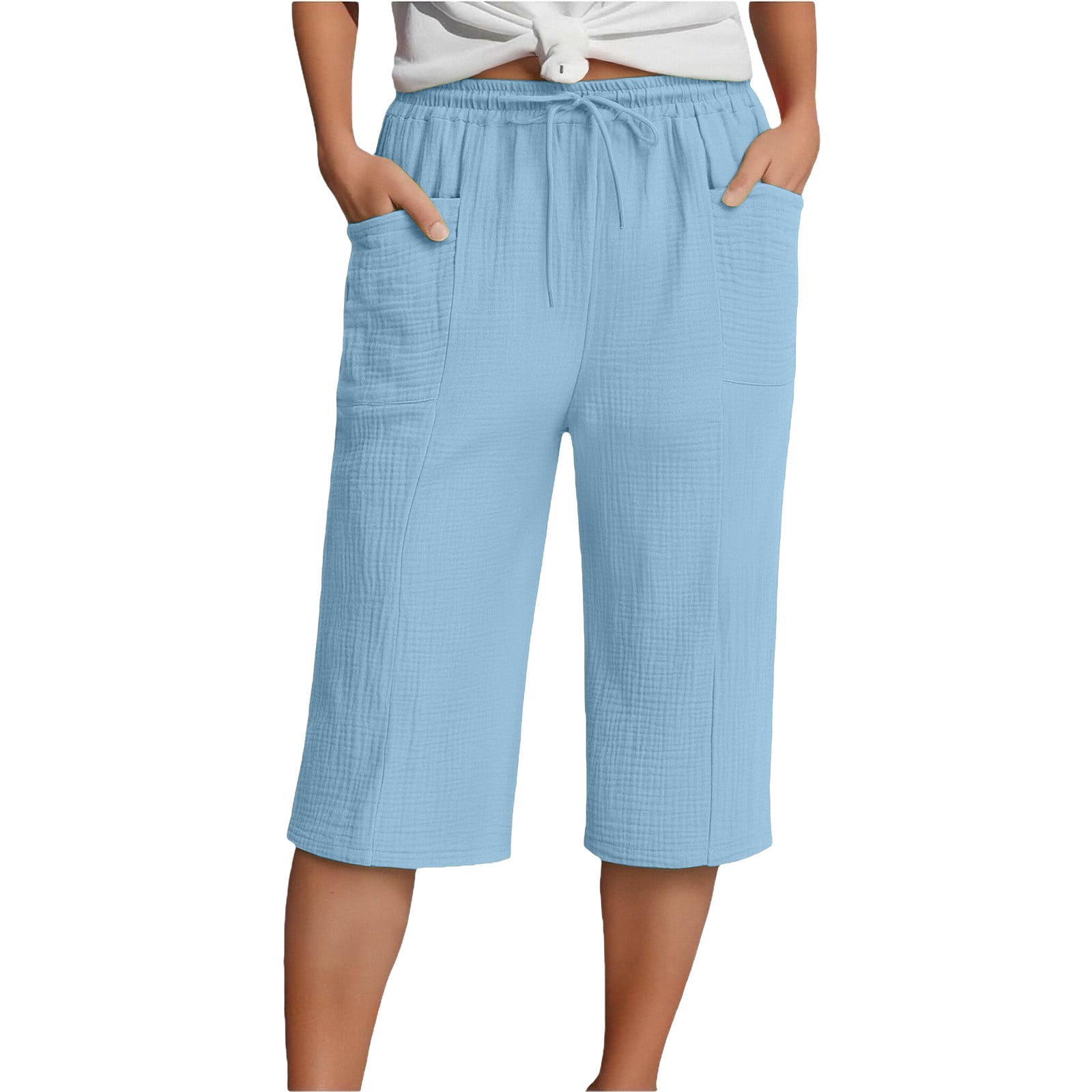 Capri Linen Pants For Women，Light Weight Capris For Summer Linen ...