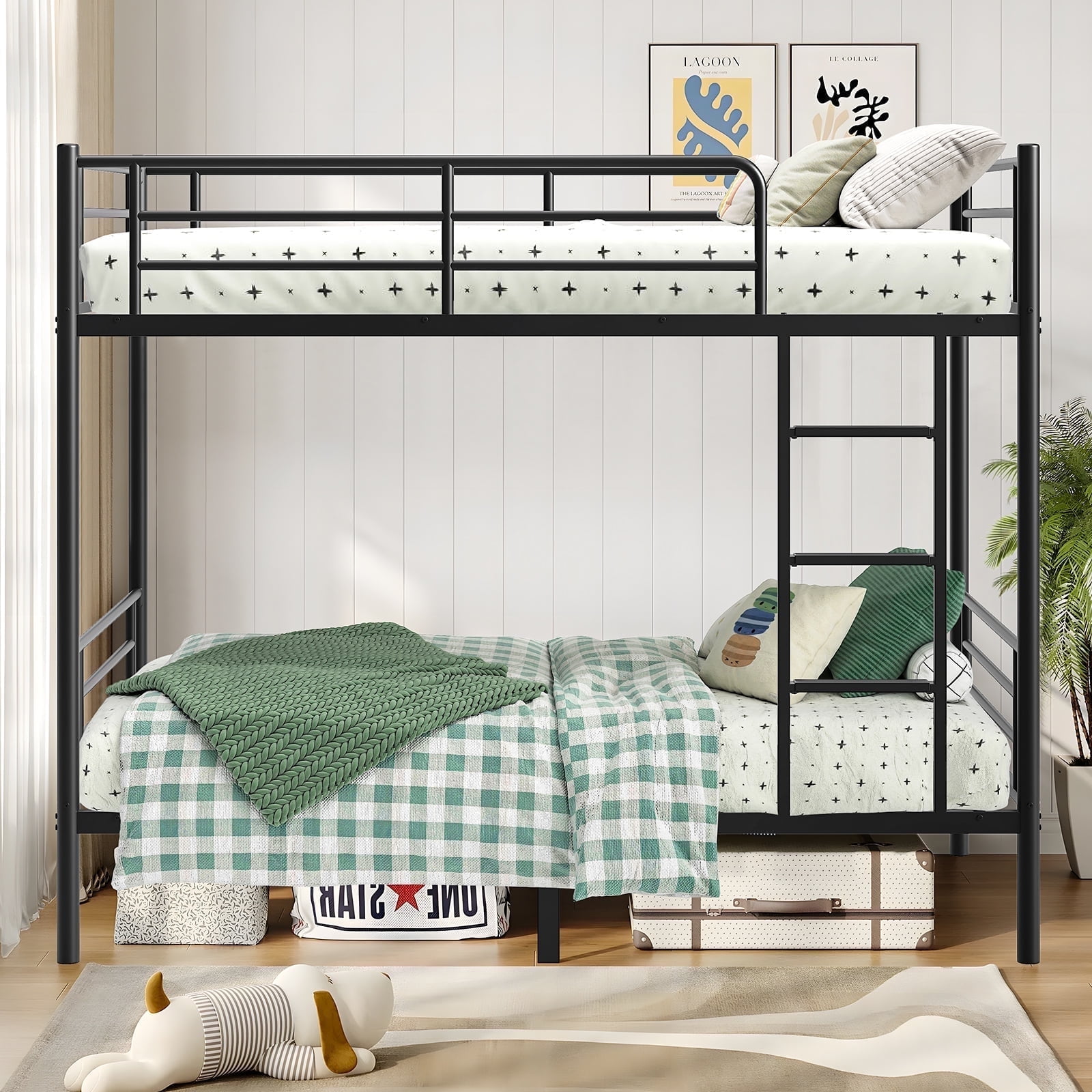 Capri Metal Twin over Twin Size Bunk Bed Frame with 10.63'' Under-Bed ...