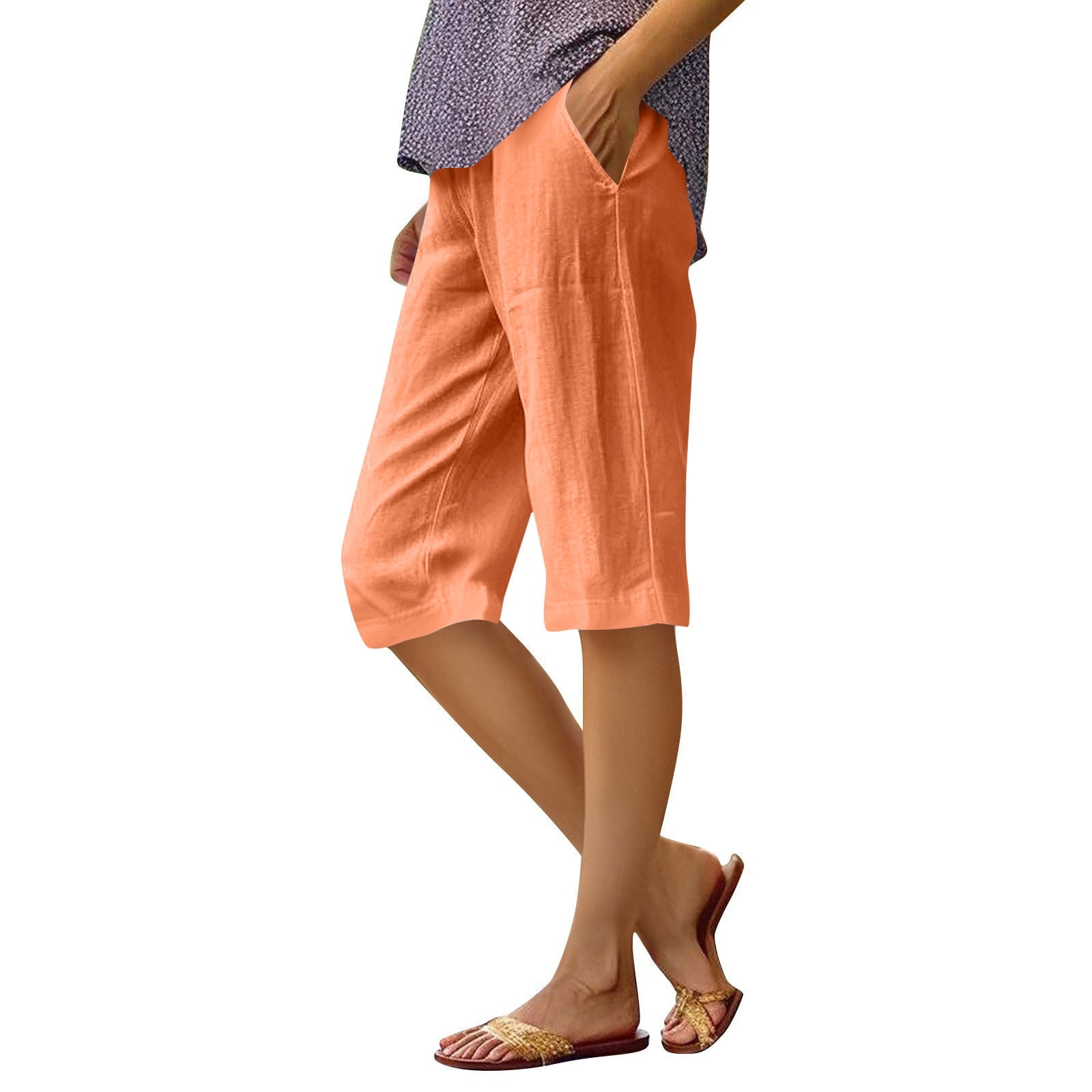 Tauxra Summer Bermuda Shorts for Women Knee Length 2024 Trendy Linen ...