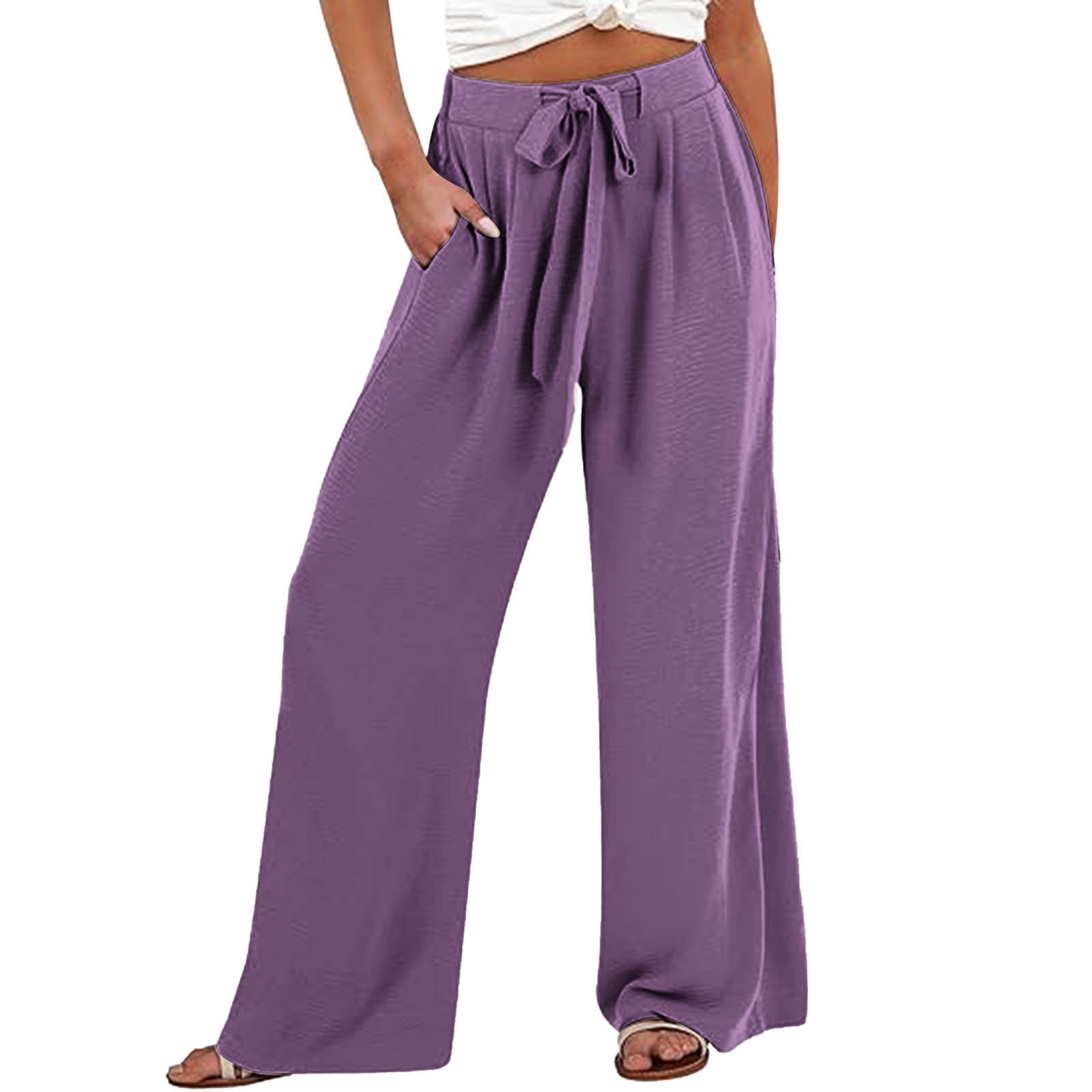 Capri Pants for Women Women's Wide Leg Pants With Adjustable Waistband ...