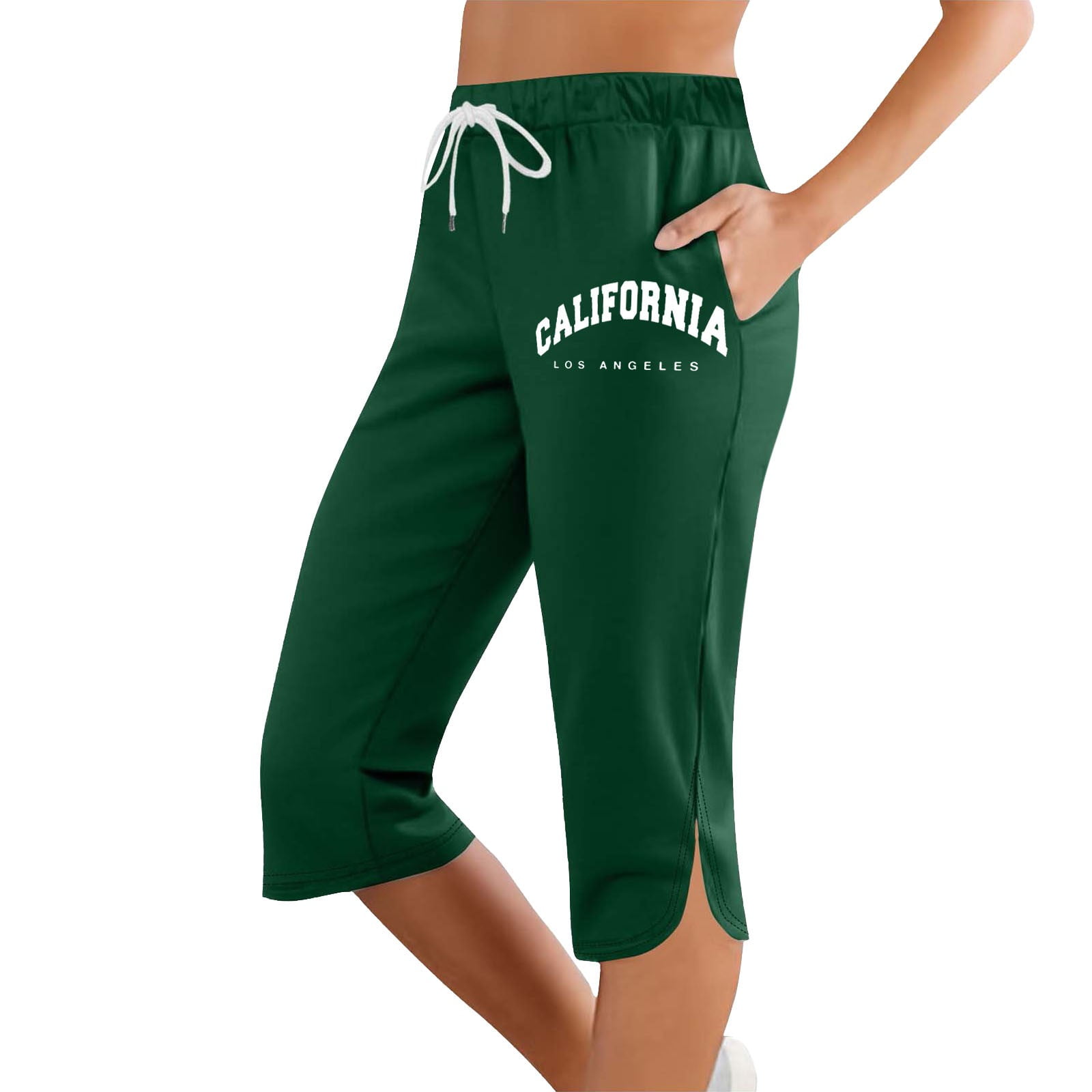 Capri Pants for Women 2025 City Printed Slim Fit Mid Elastic Waist ...