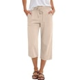 Capri Pants for Women 2026 Summer Cotton Linen Casual Straight ...