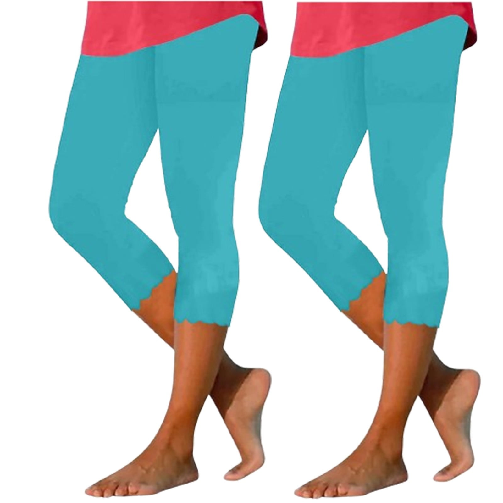 Capri Pants for Women, 2PCWomen's Summer High Waisted Solid Color ...