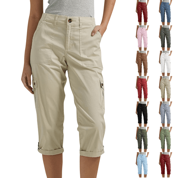 Capri Pants for Women Casual Summer Spring Stretch Straight Leg Cargo ...
