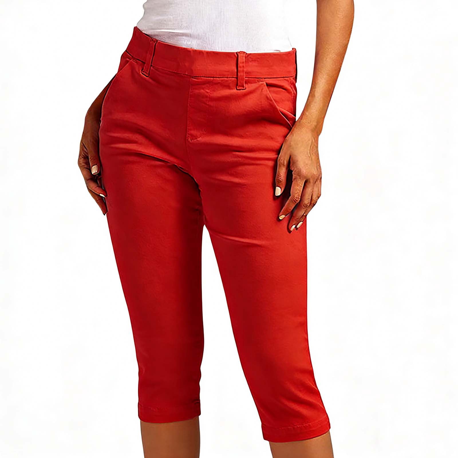 Capri Pants for Women Casual Summer Stretch Straight Leg Cargo Capris ...
