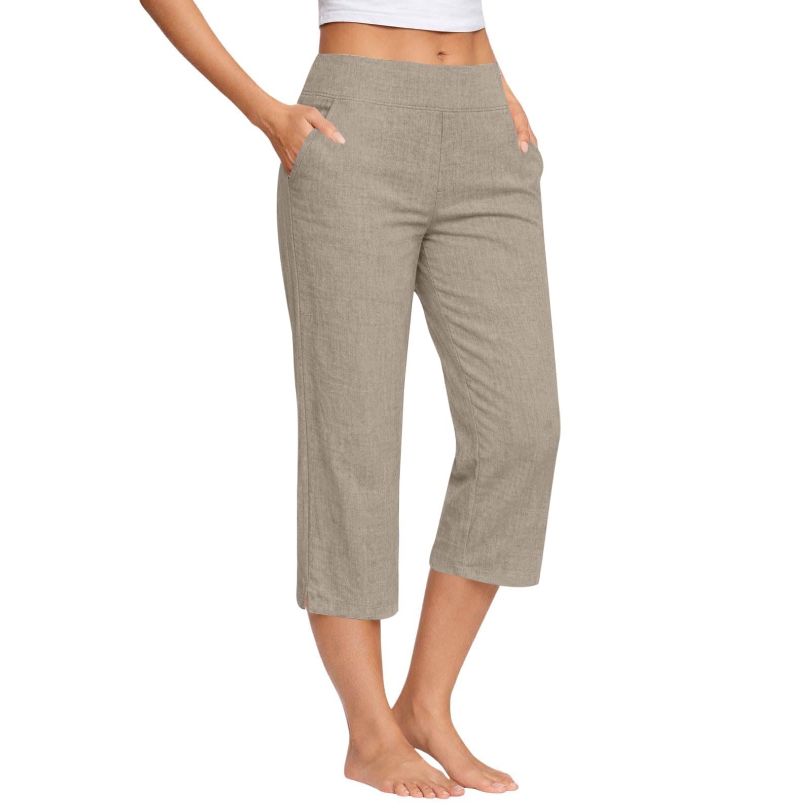 Capri Pants for Women Cotton Linen Casual Spring Summer 2026 Straight ...