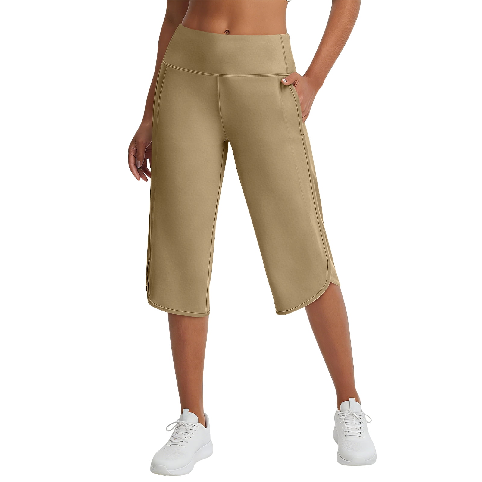 Capri Pants for Women High Waisted Straight Leg Stretch Lightweight ...