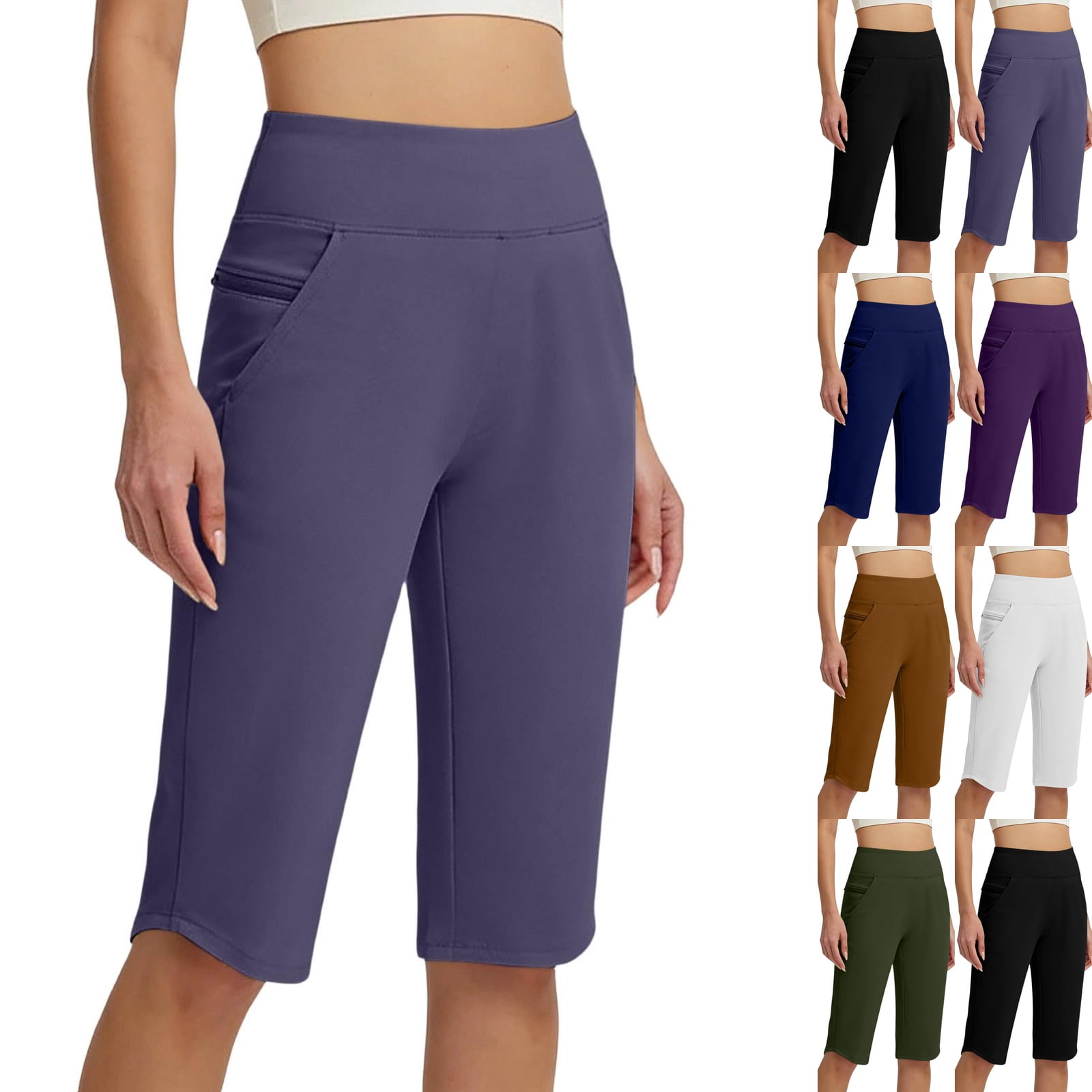 Capri Pants for Women High Waisted Straight Leg Stretch Pants Summer ...
