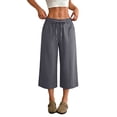 Capri Pants for Women Plus Size Summer High Waisted Drawstring Sraight ...