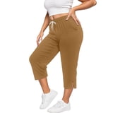 Capri Pants for Women Solid-Color Spring And Summer Pocket Side-Slit ...