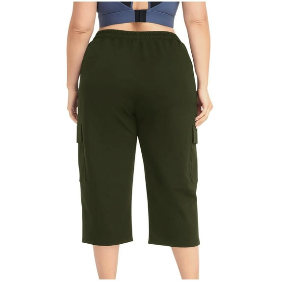 Capri Pants for Women Straight High Waisted Pants Drawstring Stretch ...