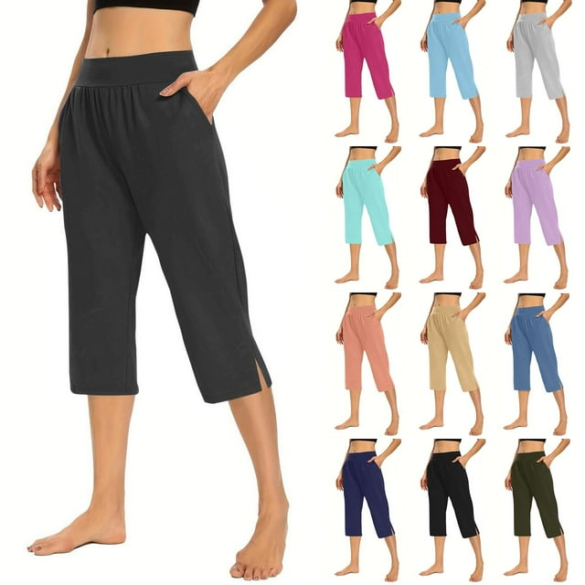 Capri Pants for Women Stretch High Waisted Crop Office Work Pants Casual Summer Capris Slacks ...