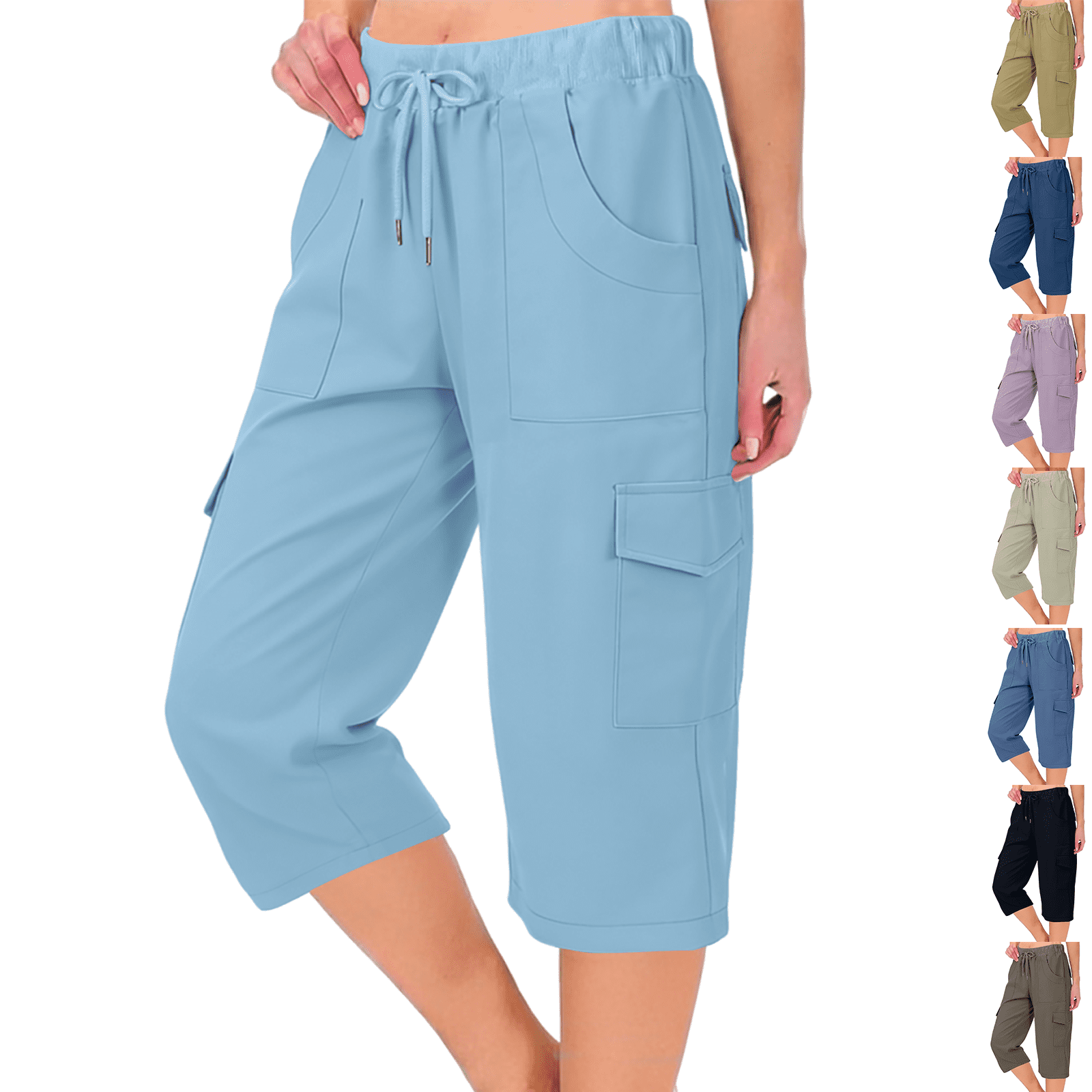 Capri Pants for Women Summer Quick Dry Cargo Capris with Pockets ...