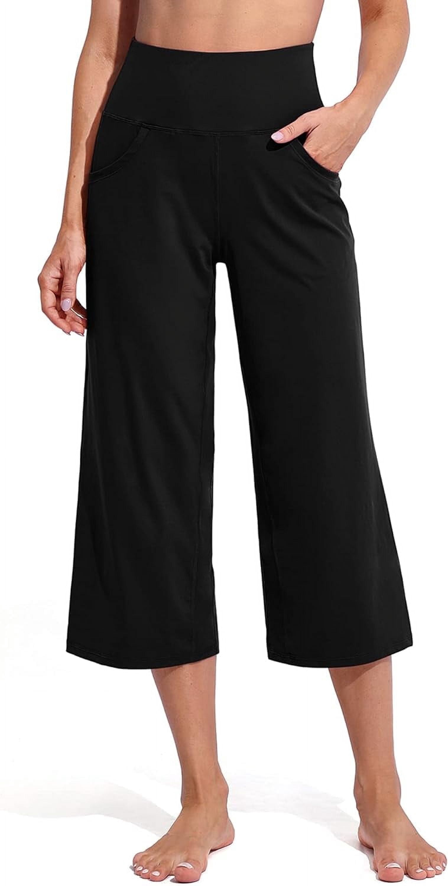 MLDRA Capri Yoga Sweatpants, Wide Leg Flare Petite Pants with Pockets ...