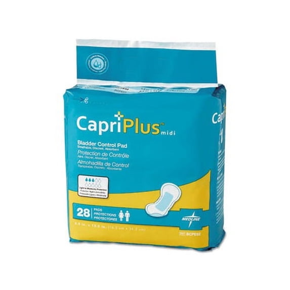 Medline, Bladder Control Pads, Extra Plus, 6.5" x 13.5" 28/Pack ...