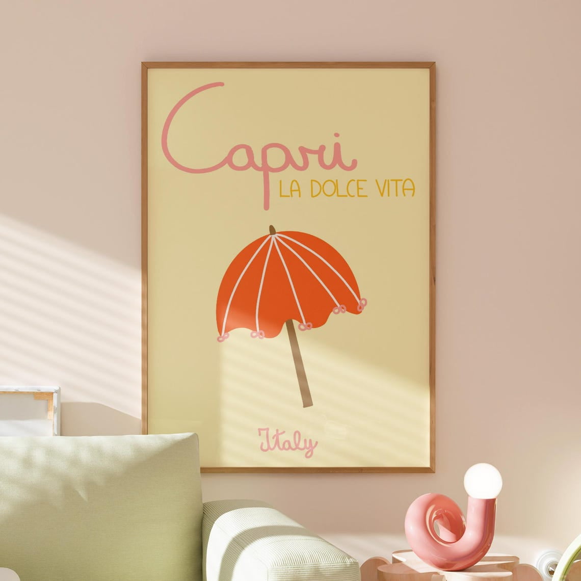 Capri Poster, Preppy Travel Wall Art, Minimal Tropical Print, Preppy ...