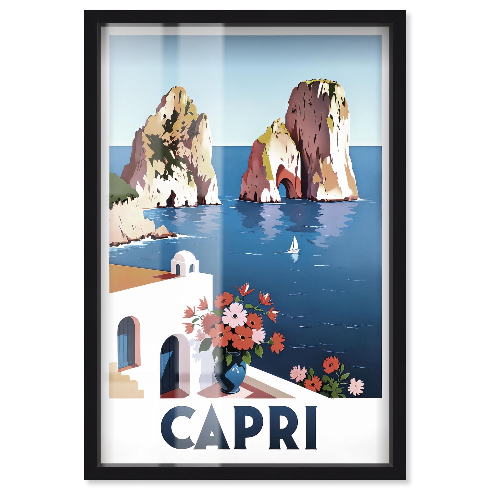 Capri Shadowbox Print Summer Art Prints by Art Remedy, Black Frame, 20 ...
