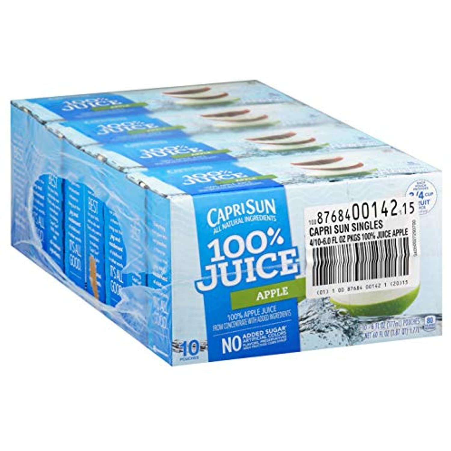 Capri Sun 100% Real Apple Juice, Naturally Flavored, 40 Pouches (4 ...