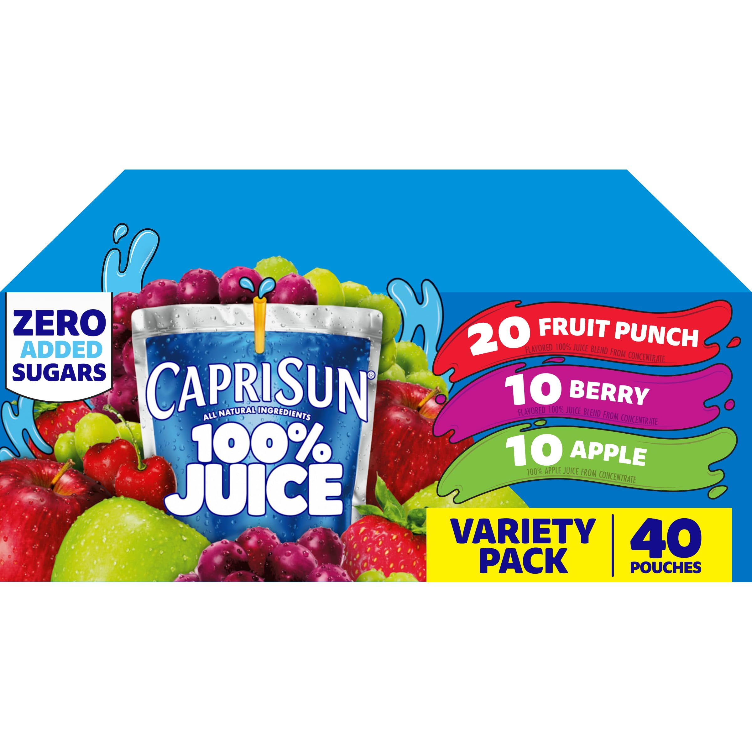 Capri Sun 100% Fruit Punch, Berry & Apple Juice Variety Pack Ready-to ...