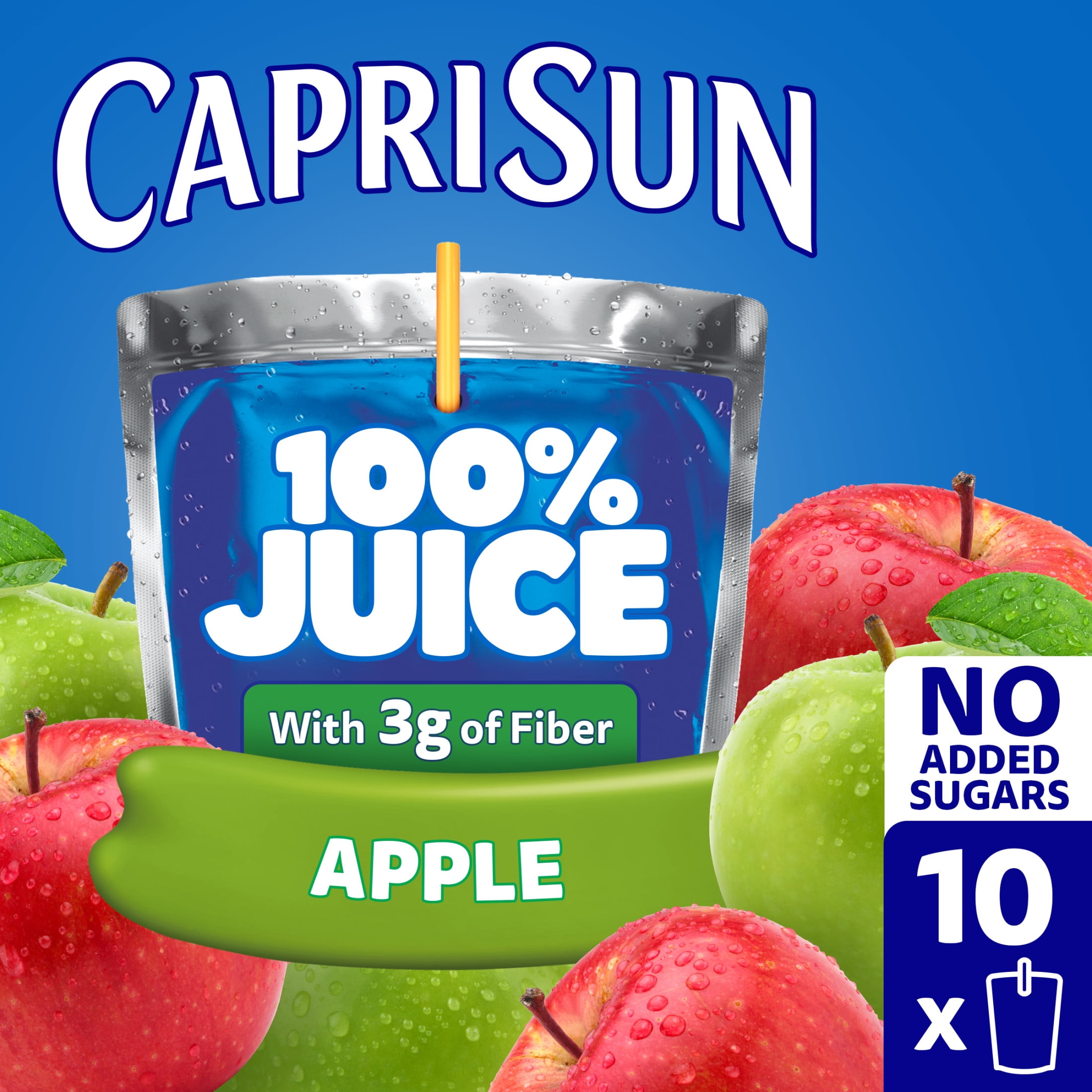 Capri Sun 100% Juice Apple Pouches, 10 ct, All-Natural, No Added Sugar ...