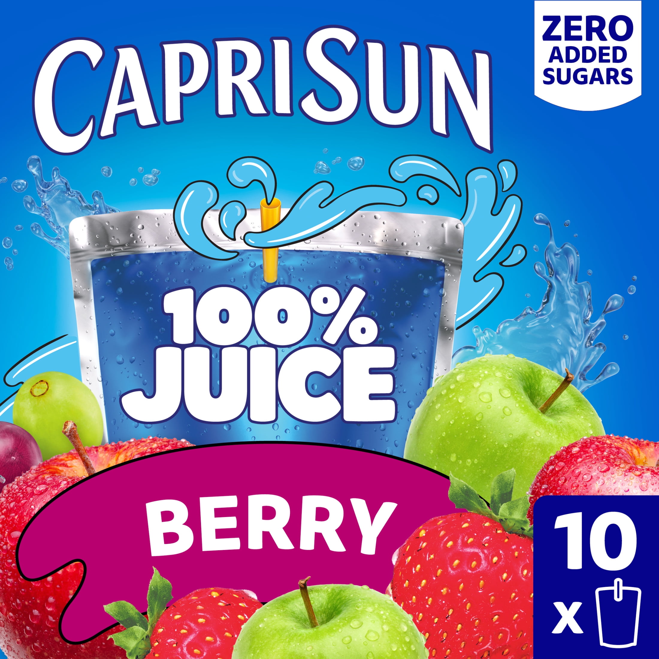 Capri Sun, Juice Pouches, 10 Ct, Berry Flavored 100% Juice - Walmart.com