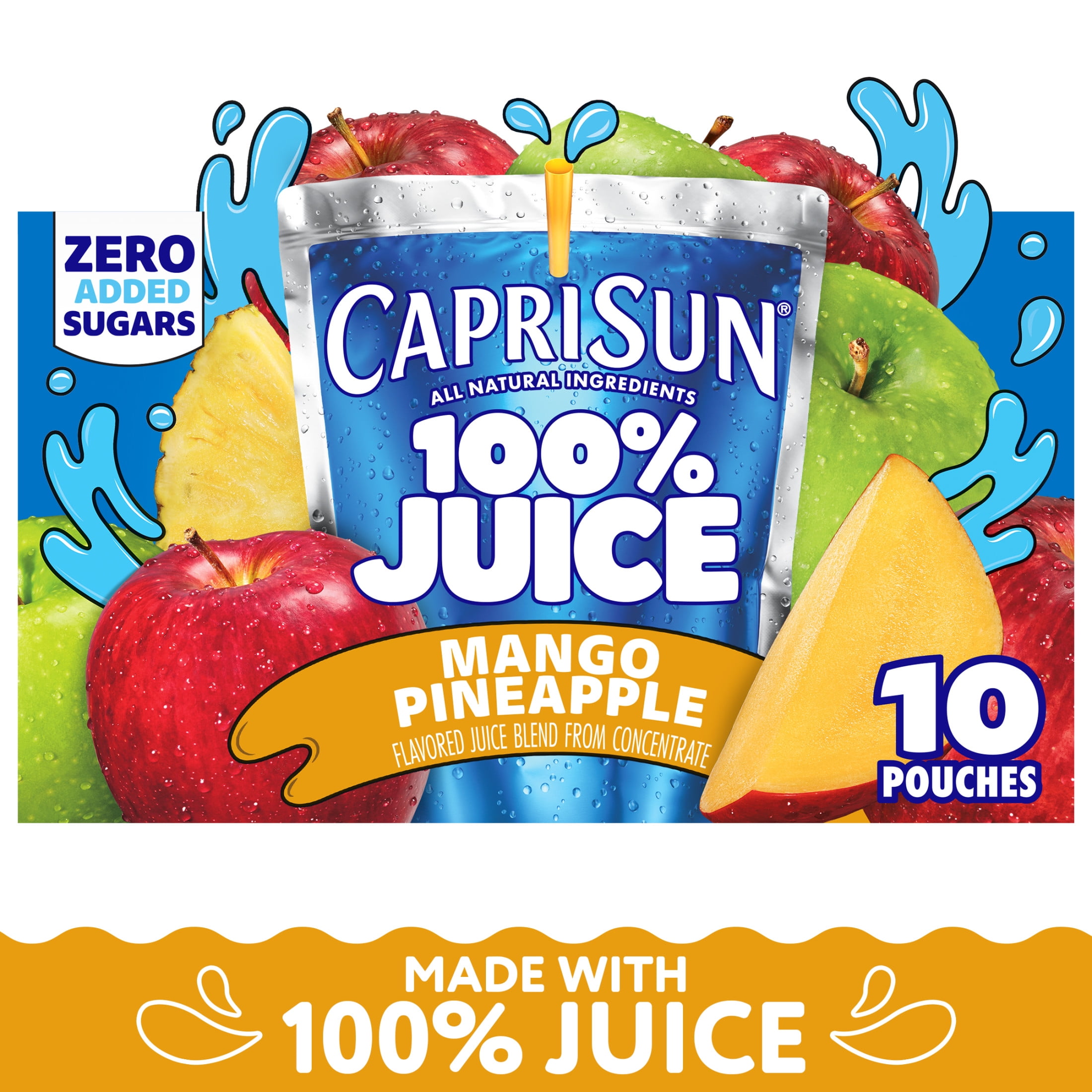 Capri Sun 100% Mango Pineapple Juice, 10 ct Box, 6 fl oz Pouches for ...