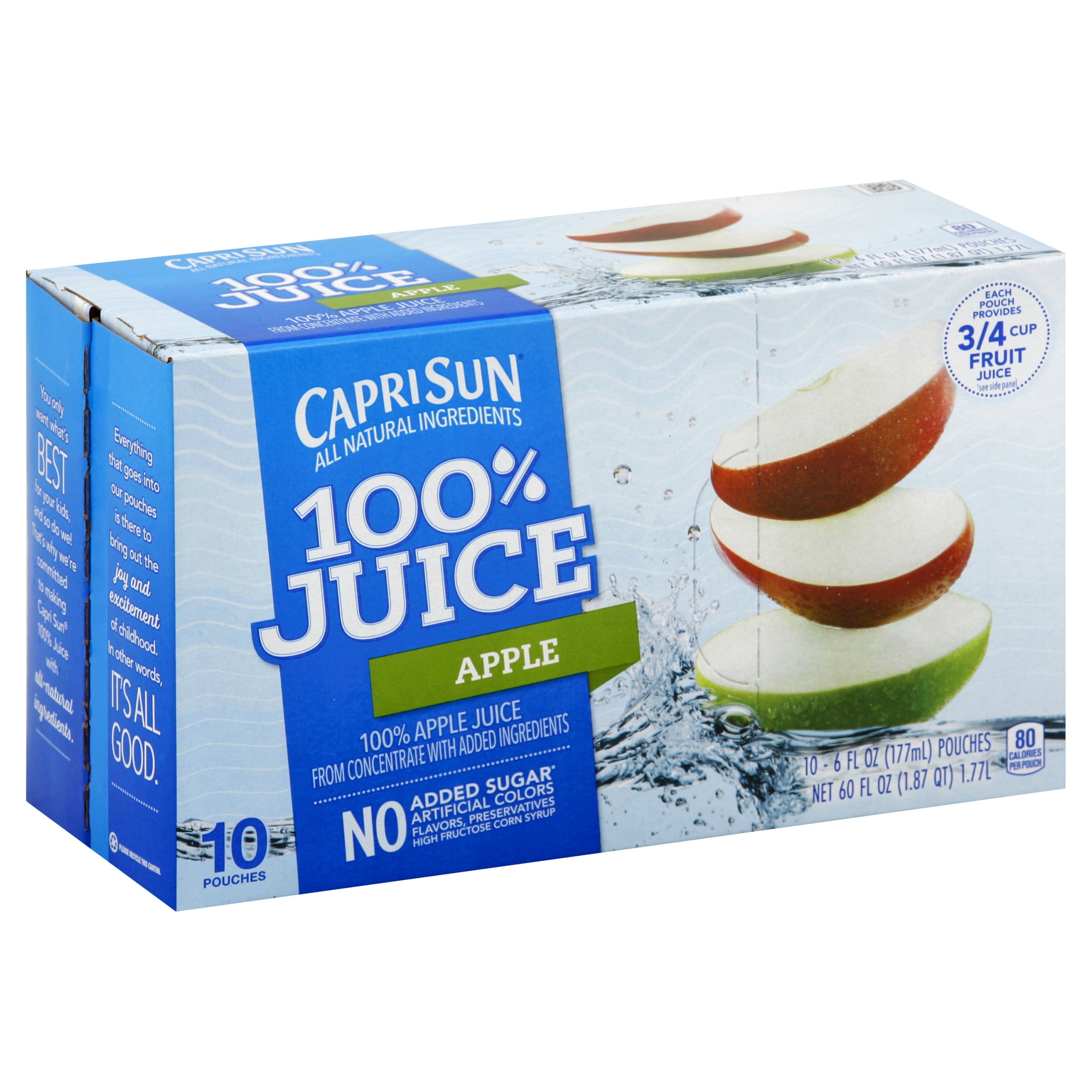 Capri Sun 100% Juice Naturally Flavored 100% Apple Juice, 40 ct ...