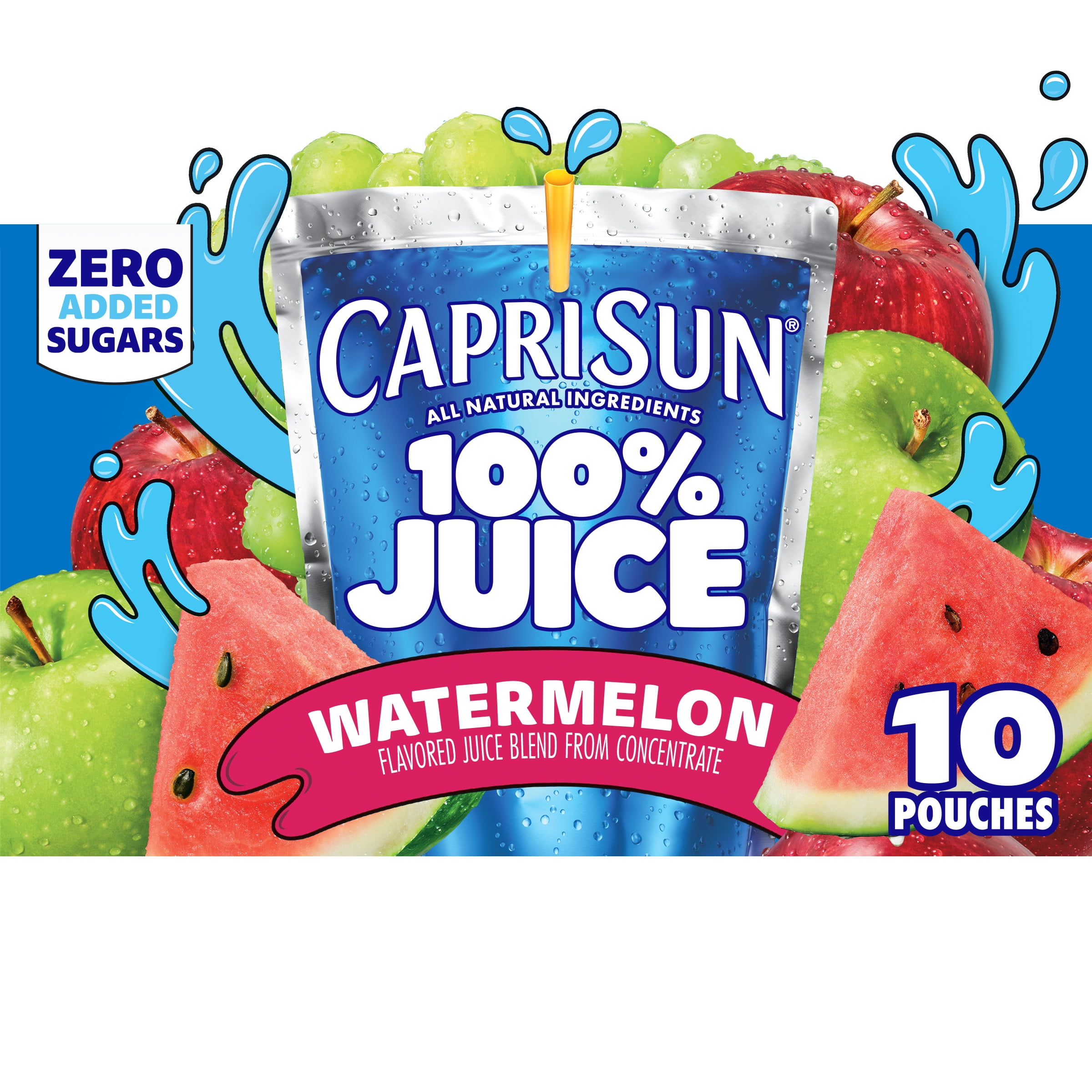 Capri Sun 100% Juice Watermelon Juice Box Pouches, 10 Ct Box, 6 fl oz ...