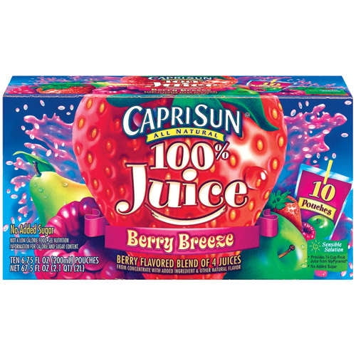 Capri Sun Berry Breeze 100% Juice, 6.75 Fl. Oz., 10 Count - Walmart.com