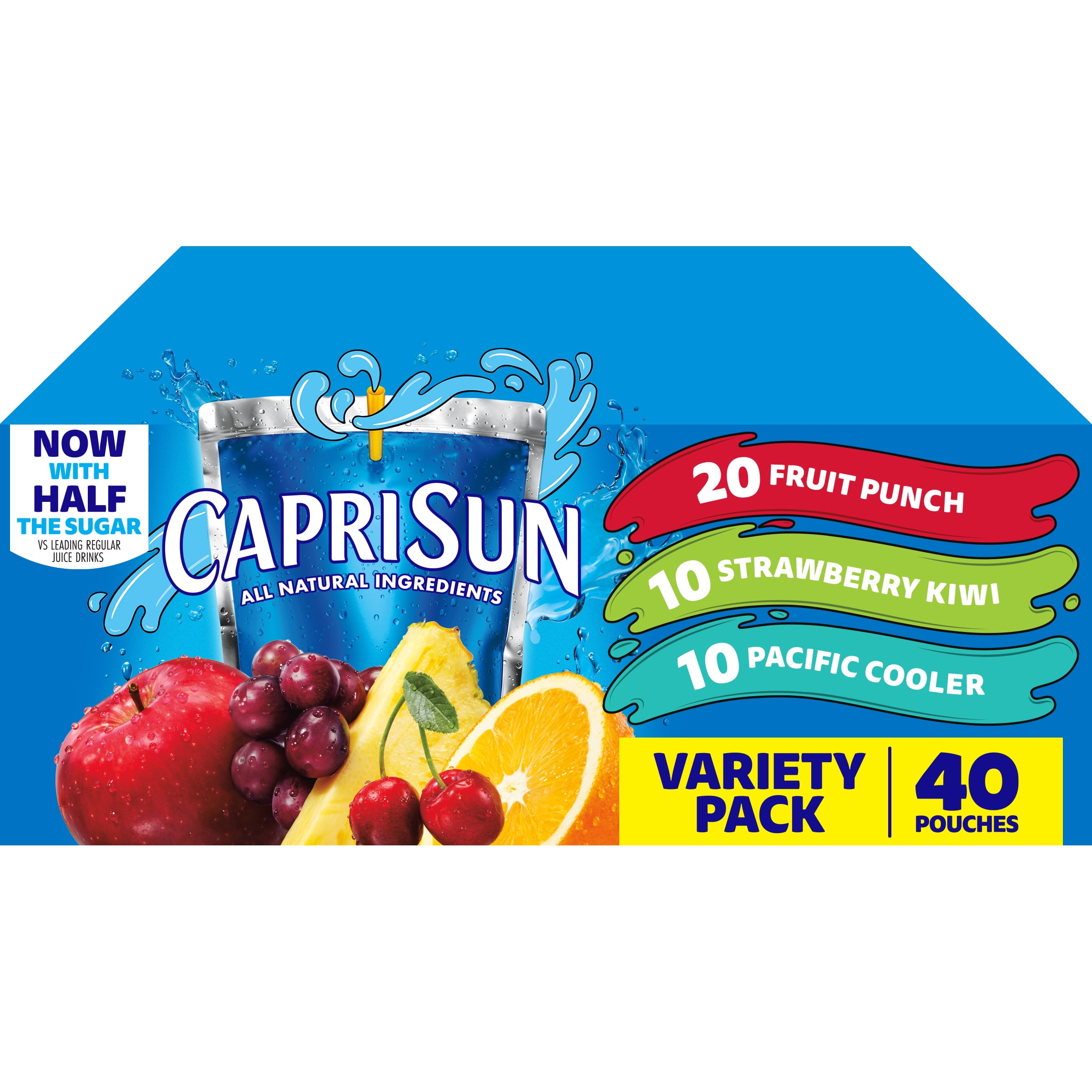 Capri Sun Fruit Punch, Strawberry Kiwi and Pacific Cooler Flavored with other natural flavor ...