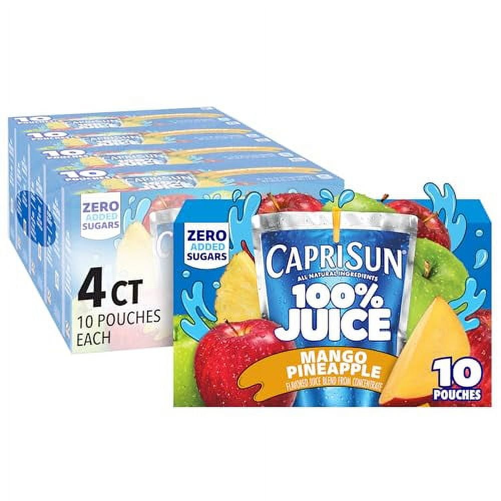Capri Sun Paw Patrol 100% Juice Mango Pineapple, (40 Count, 4 Packs of ...