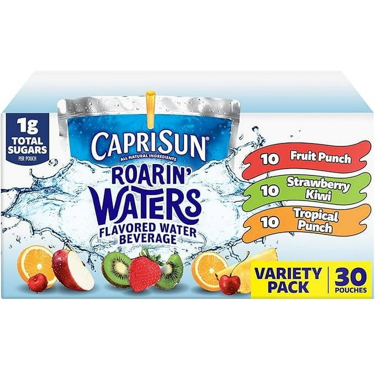 Capri Sun Roarin Waters Fruit Punch, Strawberry Kiwi & Tropical Punch Flavored With Other ...
