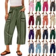 Capri Sweatpants for Women High Waisted Contrast Stitching Wide Leg ...