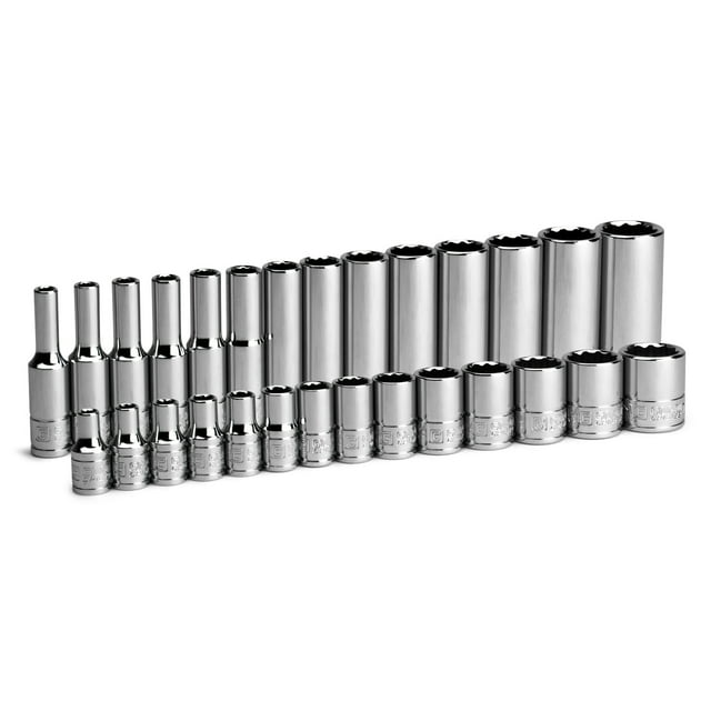 Capri Tools 1/4 in. Drive 12-Point Shallow and Deep Socket Set, Metric ...