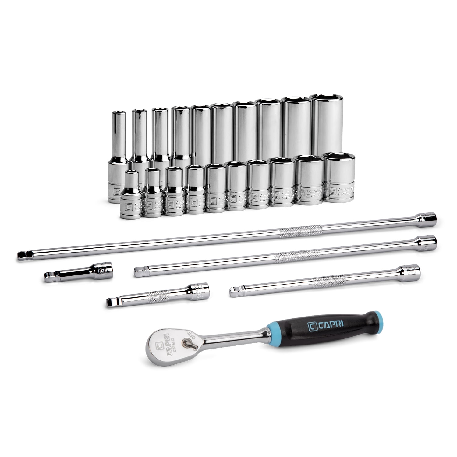 Capri Tools 1/4 in. Drive Master 6-Point Chrome Socket Set, 3/16 to 9/ ...