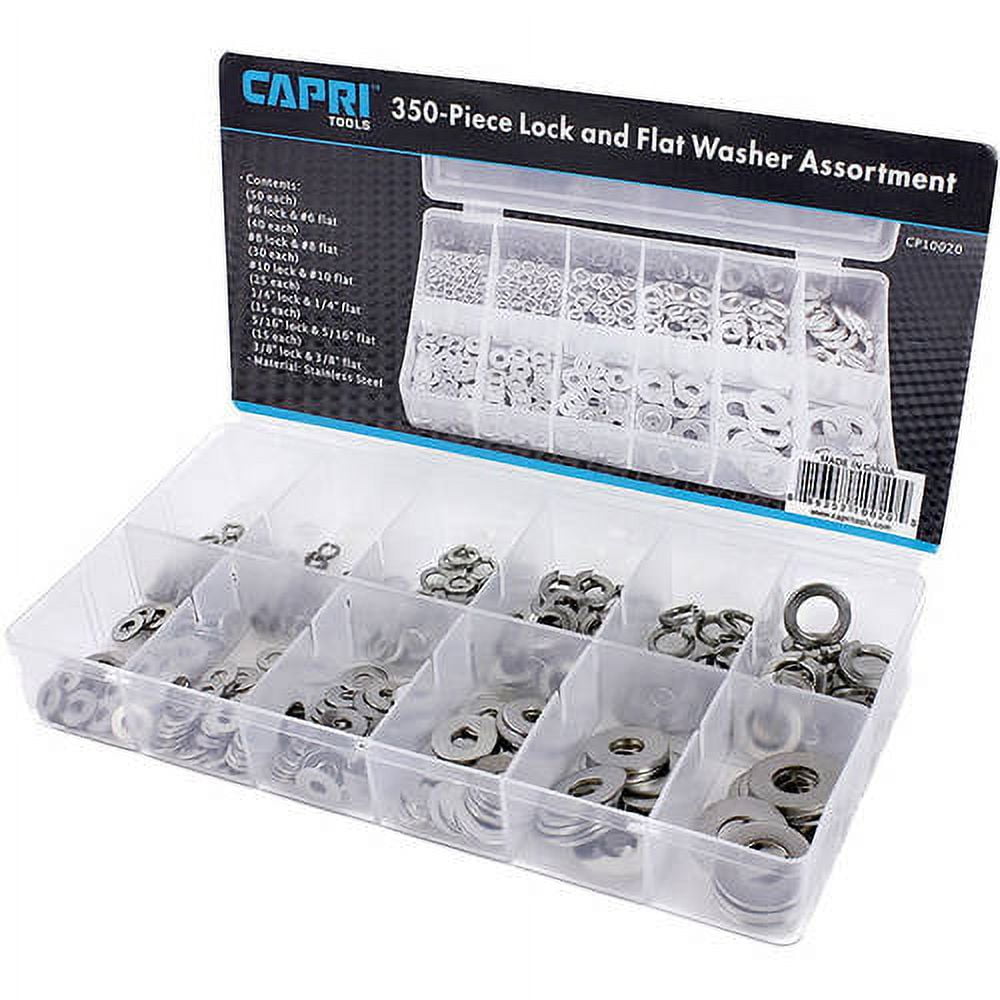 Capri Tools 10020 Flat and Lock Washers Assortment, Stainless Steel ...