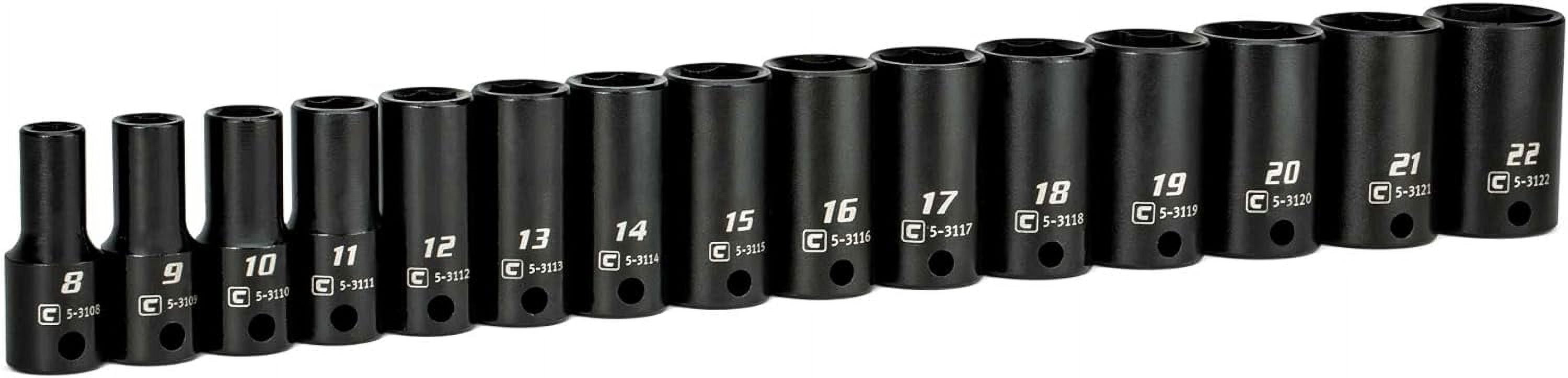 Capri Tools 3/8 in. Drive Semi-Deep Impact Sockets Set, Metric, 8 to 22 ...