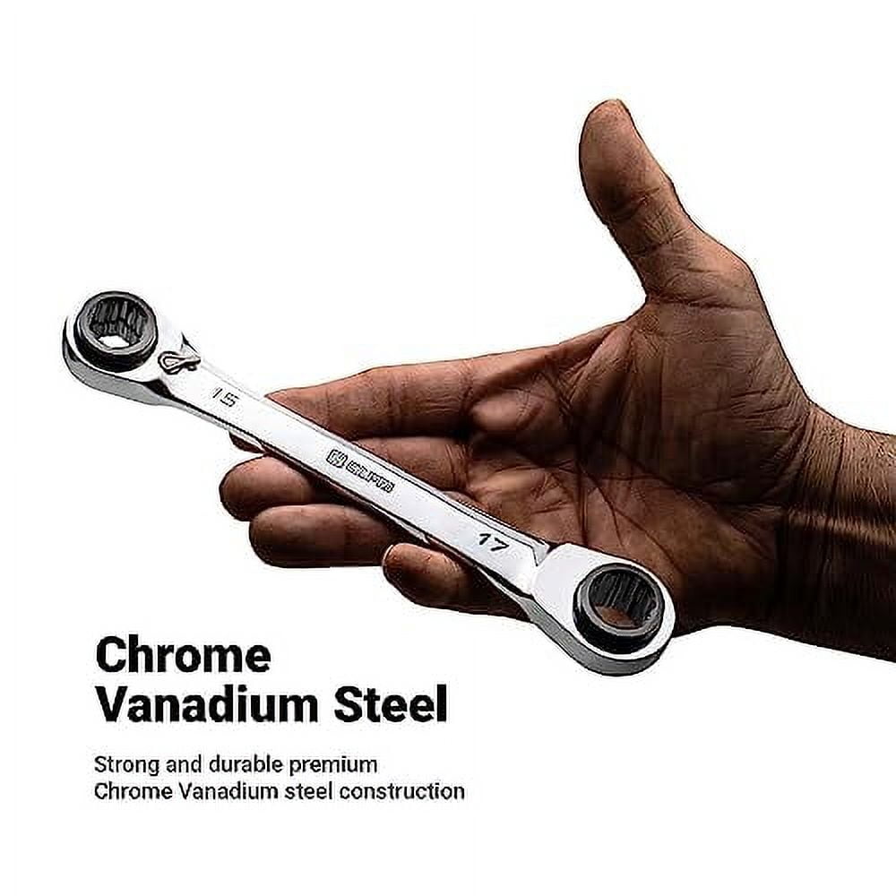 Capri Tools 4-in-1 120-Tooth Box End Reversible Ratcheting Wrench Set ...