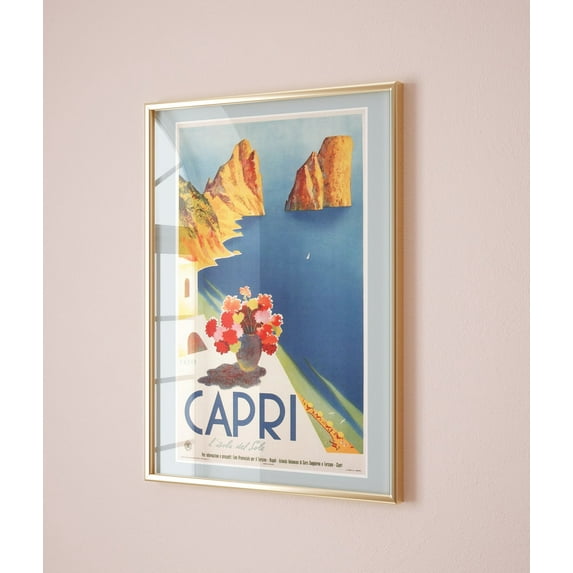 Capri Travel Poster Blue wall art Vintage Italy Poster, Unframed Canvas ...