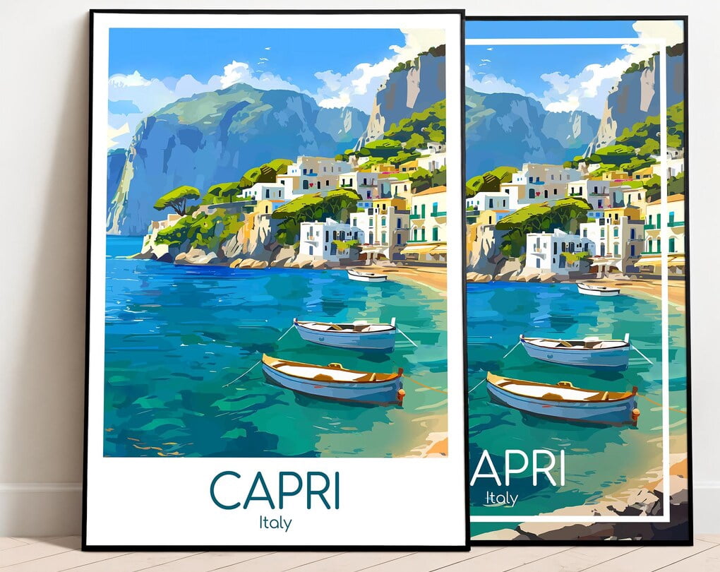 Capri Travel Poster Capri Poster Wall Art Italy Vintage Poster Capri ...