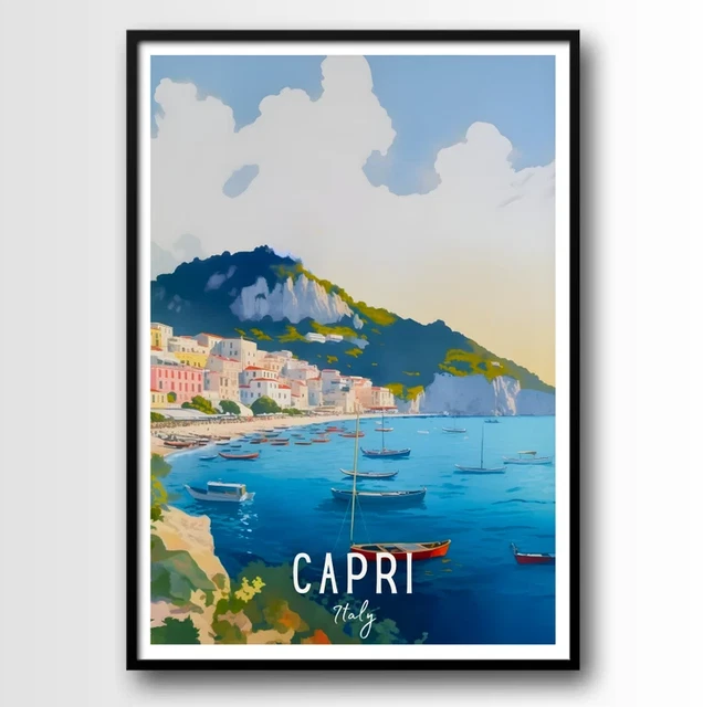 Capri Travel Poster NO FRAMED POSTER, Home Decor, Vintage Art Print ...